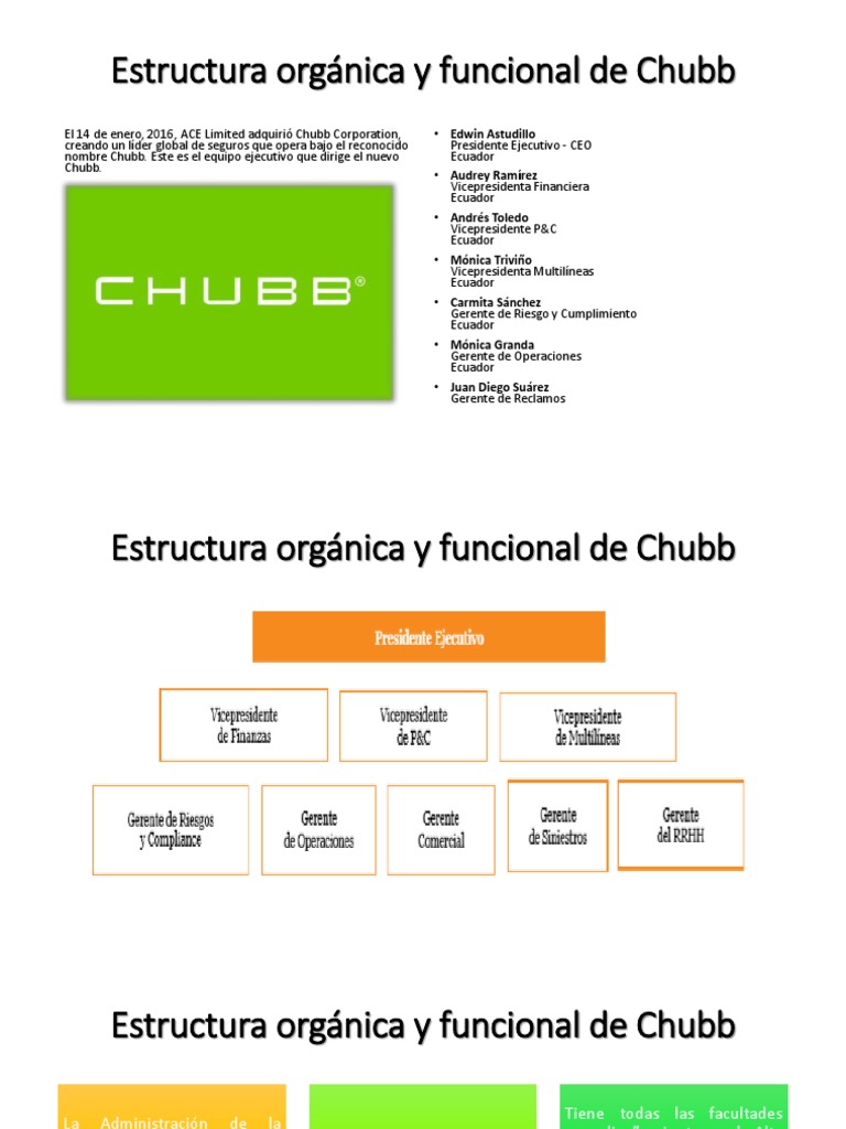 Estructura Orgánica y Funcional de Chubb Seguros Ecuador | PDF ...