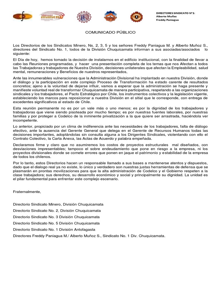 Comunicado Reunion Permanente | PDF | Sindicato | Gobierno