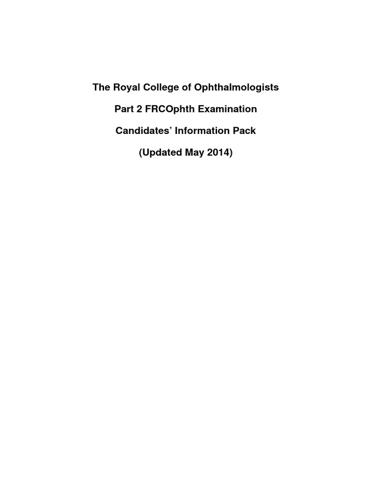 Part 2 FRCOphth Notes For Candidates Updated May 2014 | PDF ...