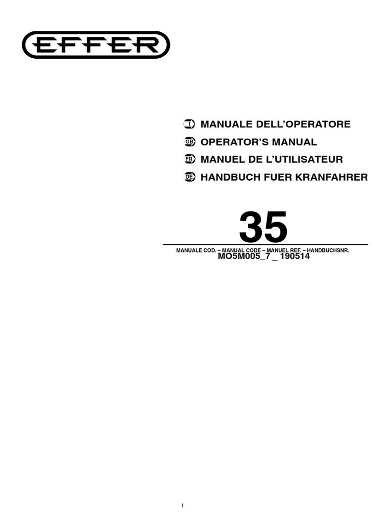Use and Maintenance Manual EFFER 35 PDF | PDF