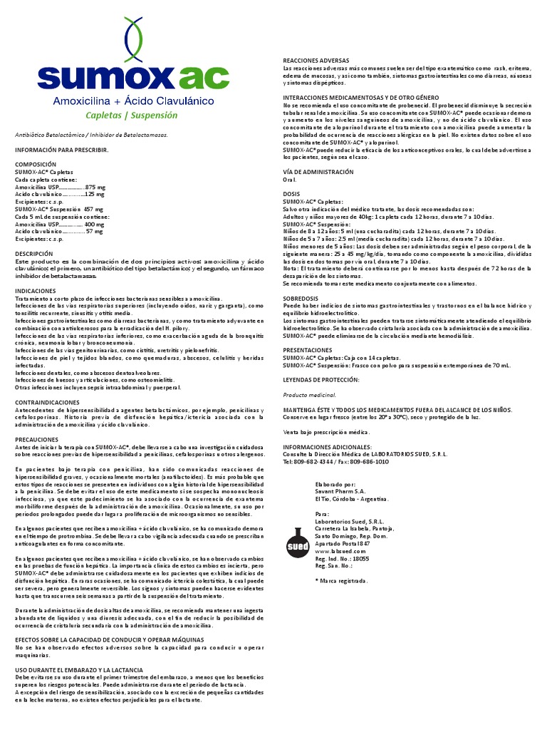 Sumox AC Inserto WEB | PDF | Rtt | Salud pública