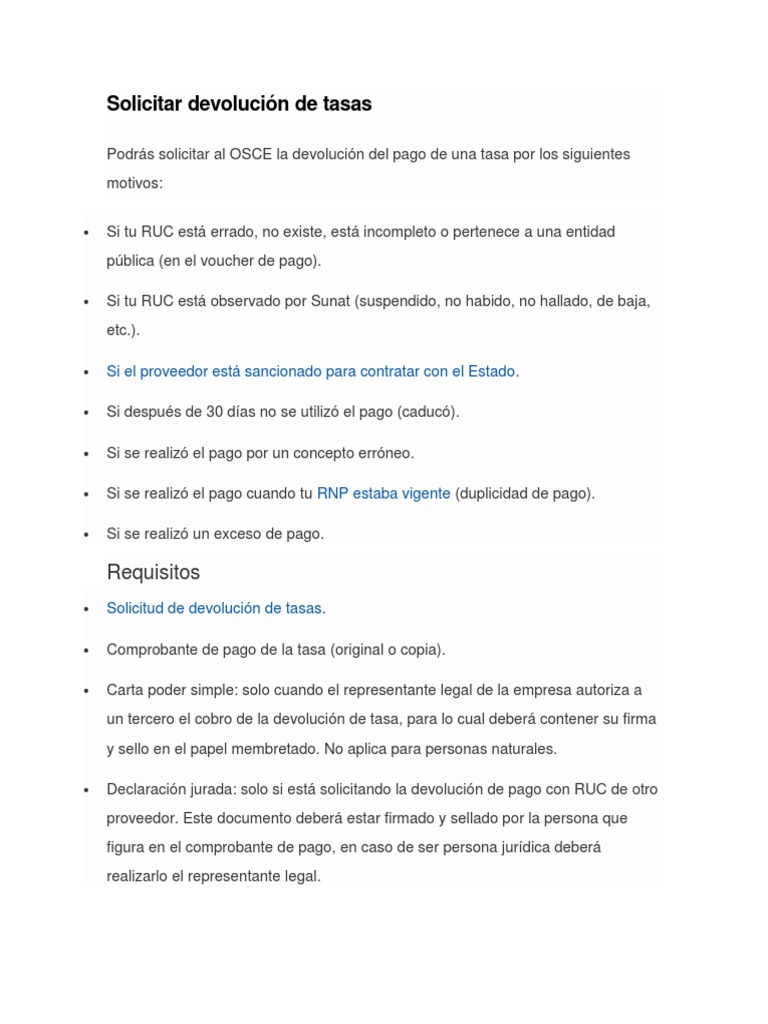 Solicitar Devolución de Tasas | PDF