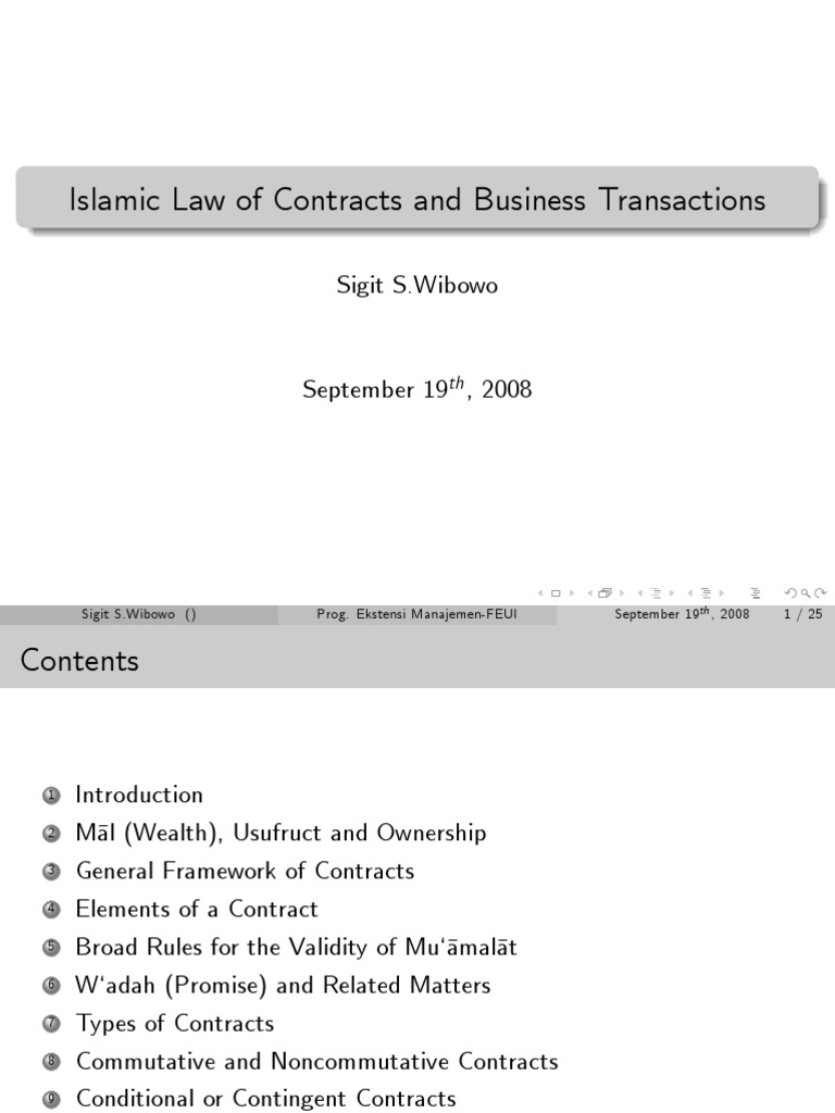 Types of Islamic Contracts Explained | PDF | Islamic Banking And ...