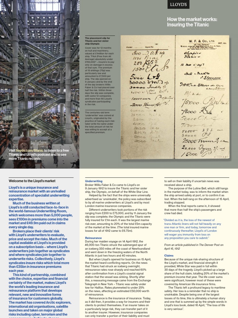 Reading #2 - Unit3 - Lloyds Titanic Trifold 2019 Digital PDF | PDF ...