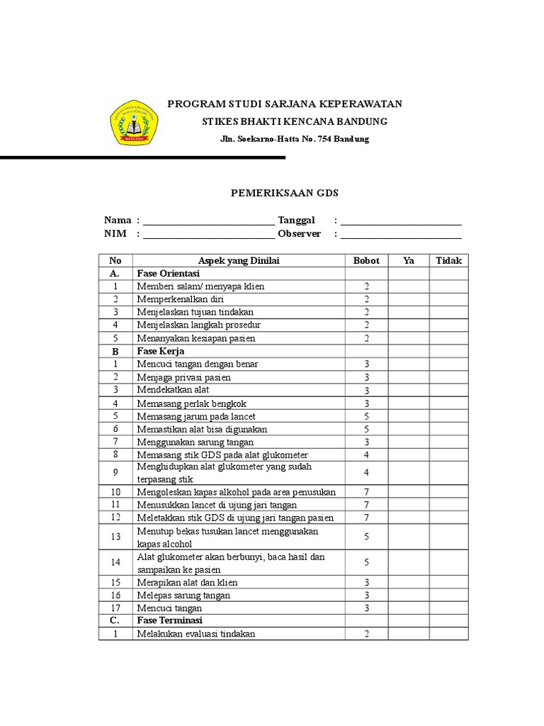 Tools Pemeriksaan GDS | PDF