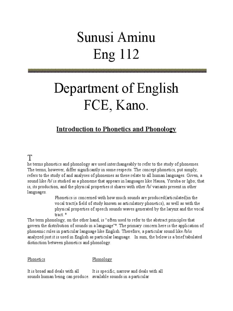 ENG 112 Notes | PDF | Larynx | Phoneme