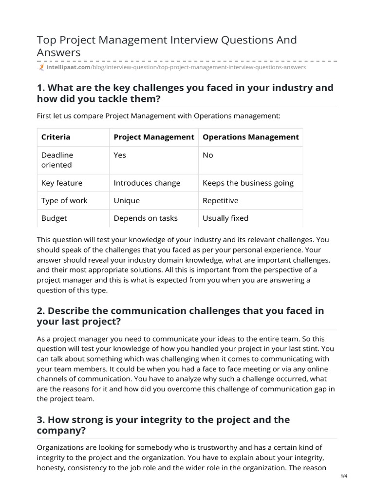Project Management Interview Prep | PDF | Project Management | Question