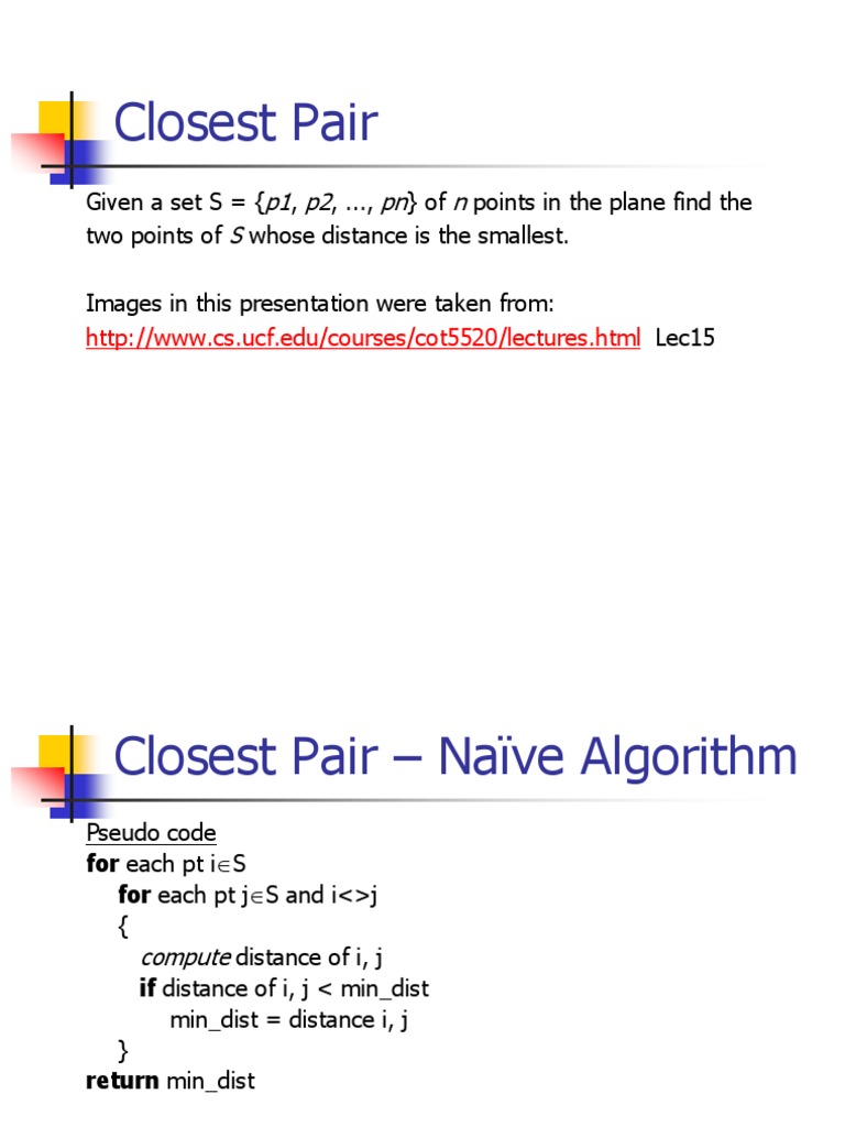 Closest Pair | PDF | Algorithms And Data Structures | Computer Science