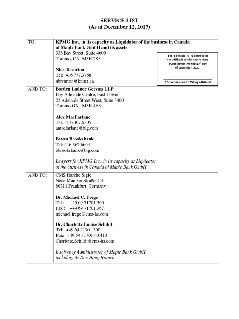Service List Nov 2017 PDF | PDF | Toronto | Companies