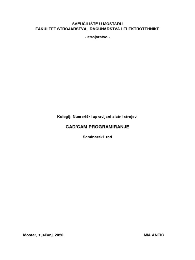 Cad Cam Programiranje | PDF