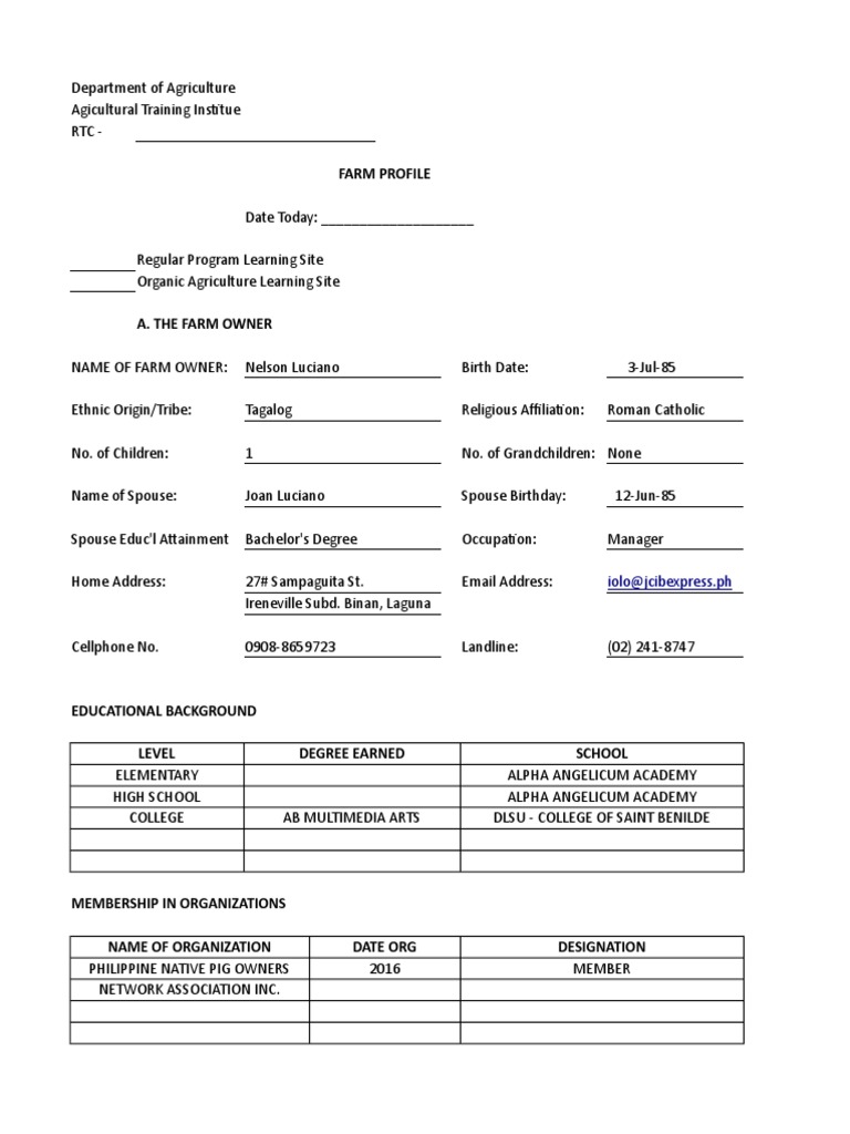 Farm Profile | PDF | Farms | Agriculture