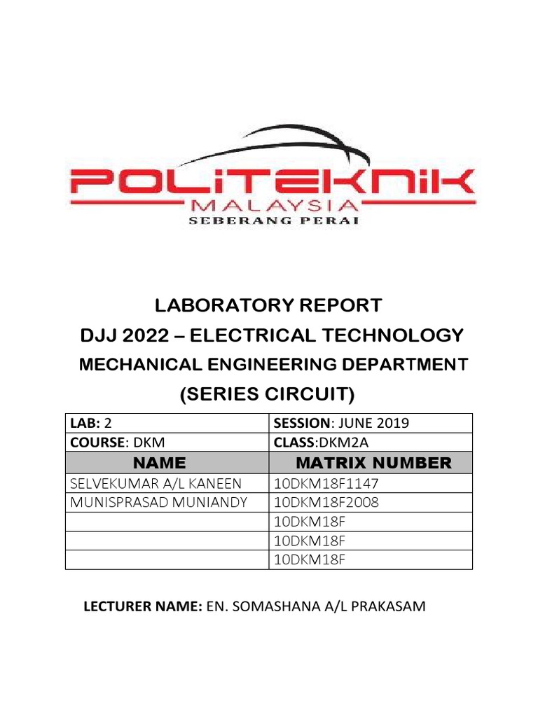 ET Lab2 Report | PDF | Series And Parallel Circuits | Resistor