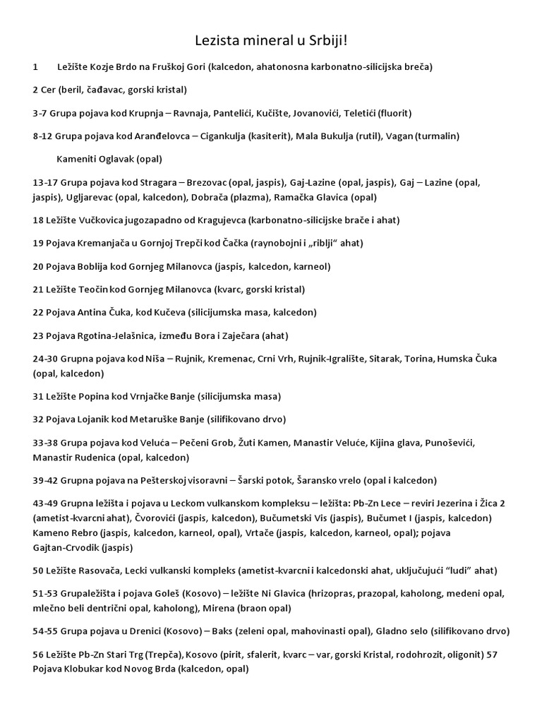 Lezista Mineral U Srbiji | PDF