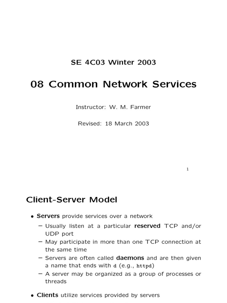 08 Common Network Services: SE 4C03 Winter 2003 | PDF | File Transfer ...