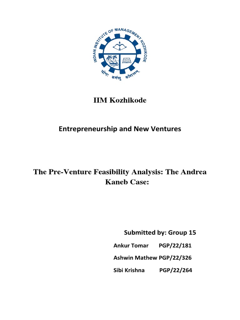 Andrea Kaneb's Venture Feasibility Analysis | PDF | Entrepreneurship ...
