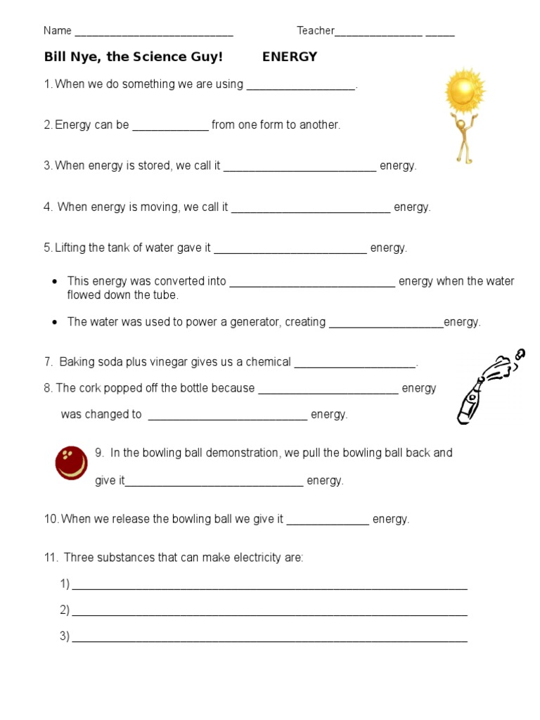 Bill Nye Sun Worksheet Bill Nye Outer Space | PDF | Foreign Language