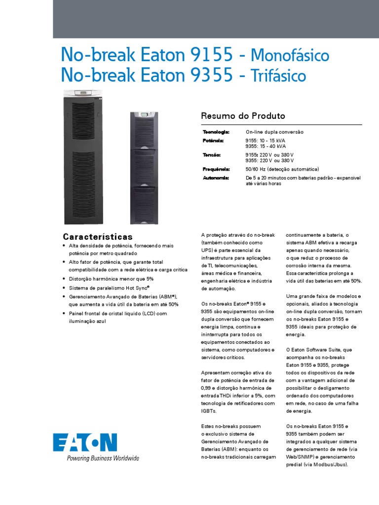 CatyAlogo EATON - 9155 - e - 9355 | PDF | Fonte de energia | Engenharia ...