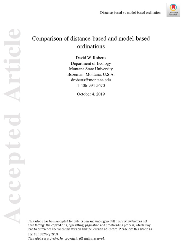 Roberts, David W. - Comparison of Distance Based and Model Based ...