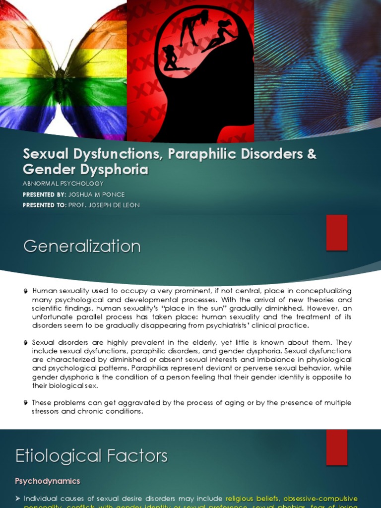 Sexual Dysfunctions Paraphilic Disorders And Gender Dysphoria Sexual
