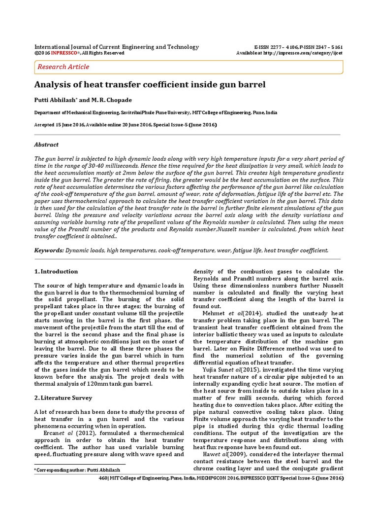 Analysis of Heat Transfer Coefficient Inside Gun Barrel | PDF | Heat ...