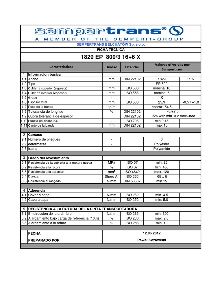 Ficha Técnica Sempertrans | PDF