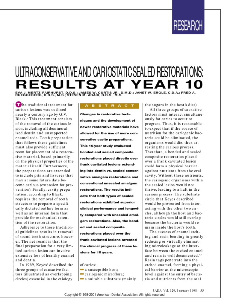 Ultraconservative and Cariostatic Sealed Restorations | PDF | Tooth ...