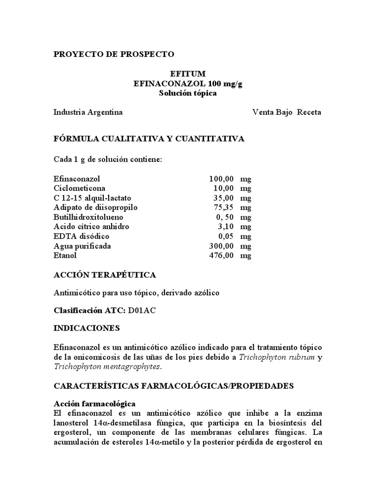 EFITUM EFINACONAZOL 100 mg_g Solución tópica | PDF | Citocromo P450 ...