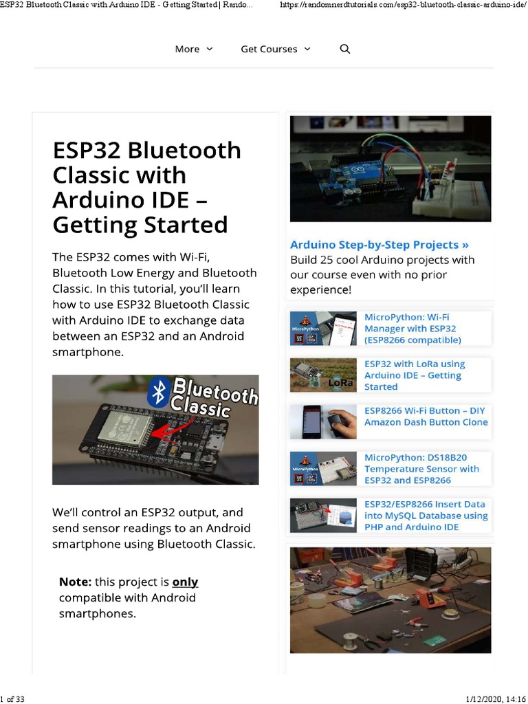 ESP32 Bluetooth Classic Guide | PDF | Arduino | Software Engineering