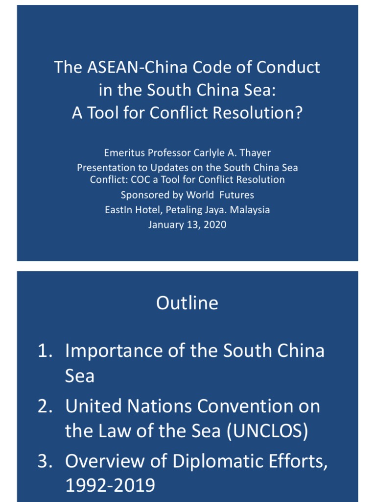 ASEAN-China Code of Conduct Overview | PDF | United Nations Convention ...