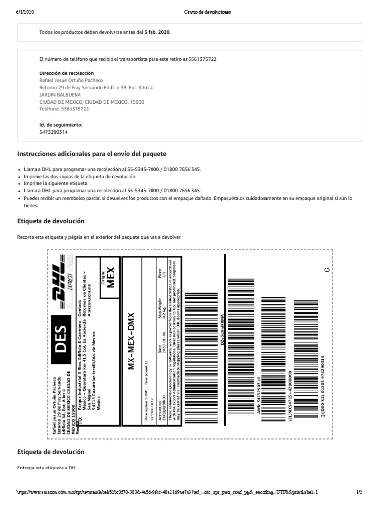 Devolucion Amazon PDF | PDF