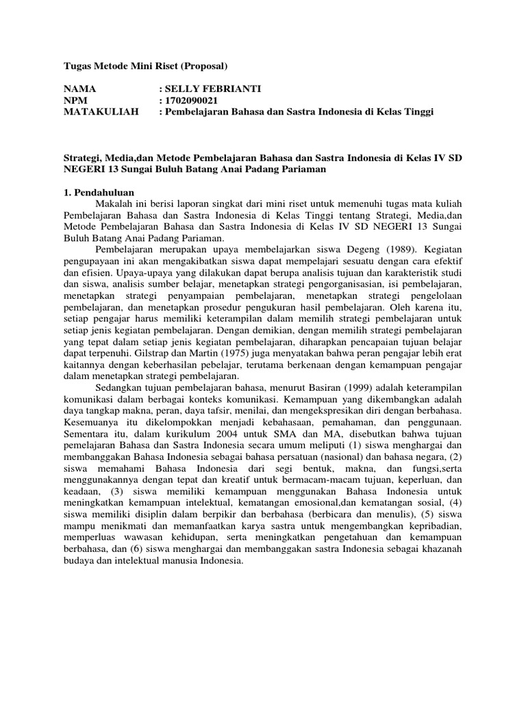 Tugas Metode Mini Riset | PDF | Karier & Perkembangan