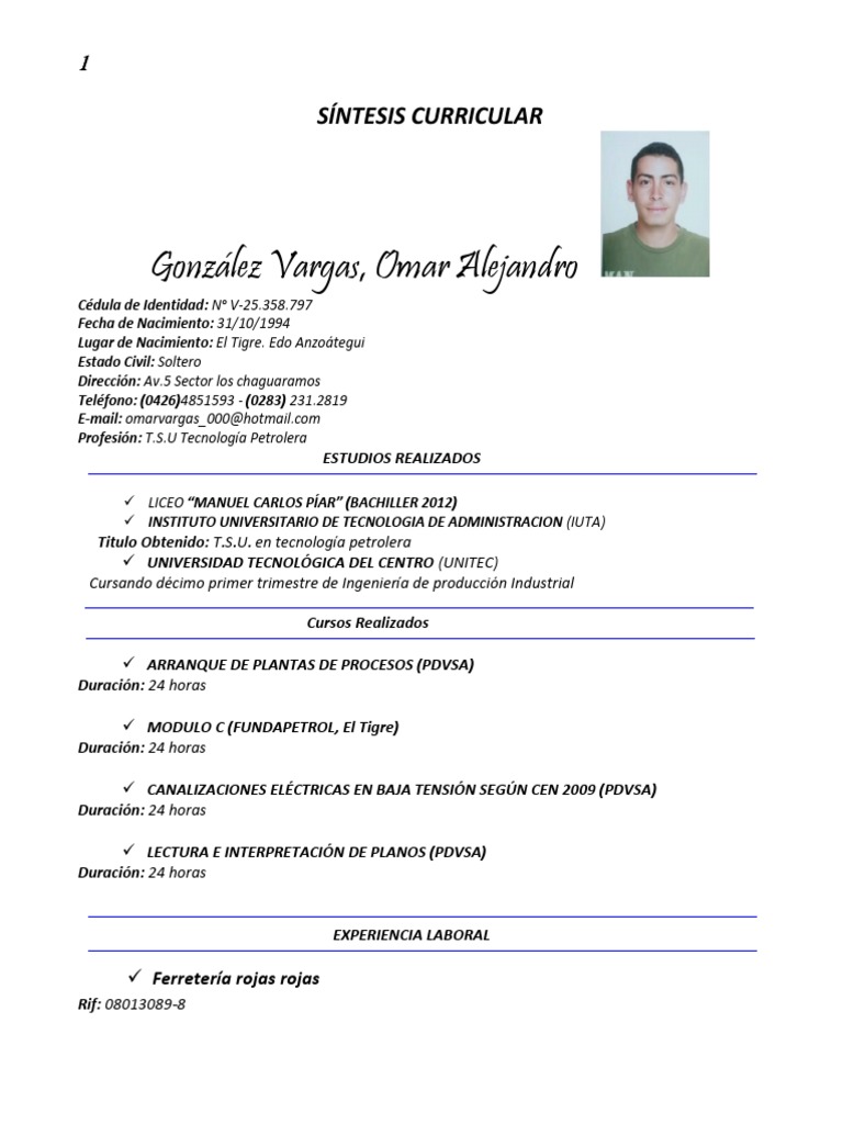Curriculum Omar Gonzalez | PDF
