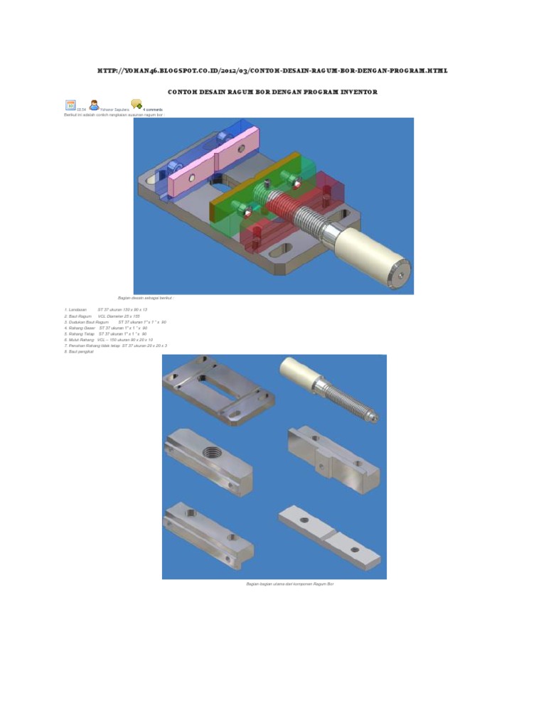 Desain Ragum Bor dengan Inventor | PDF | Teknologi & Rekayasa