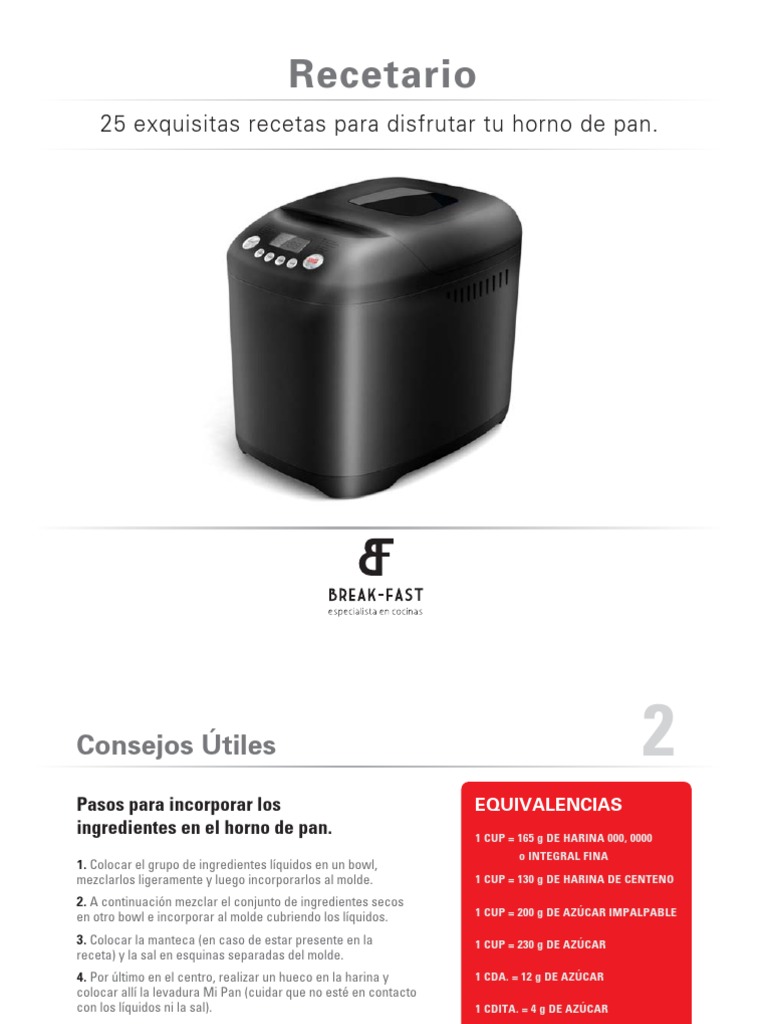 Recetario Maquina Pan-3 PDF | Descargar gratis PDF | Panes | Alimentos