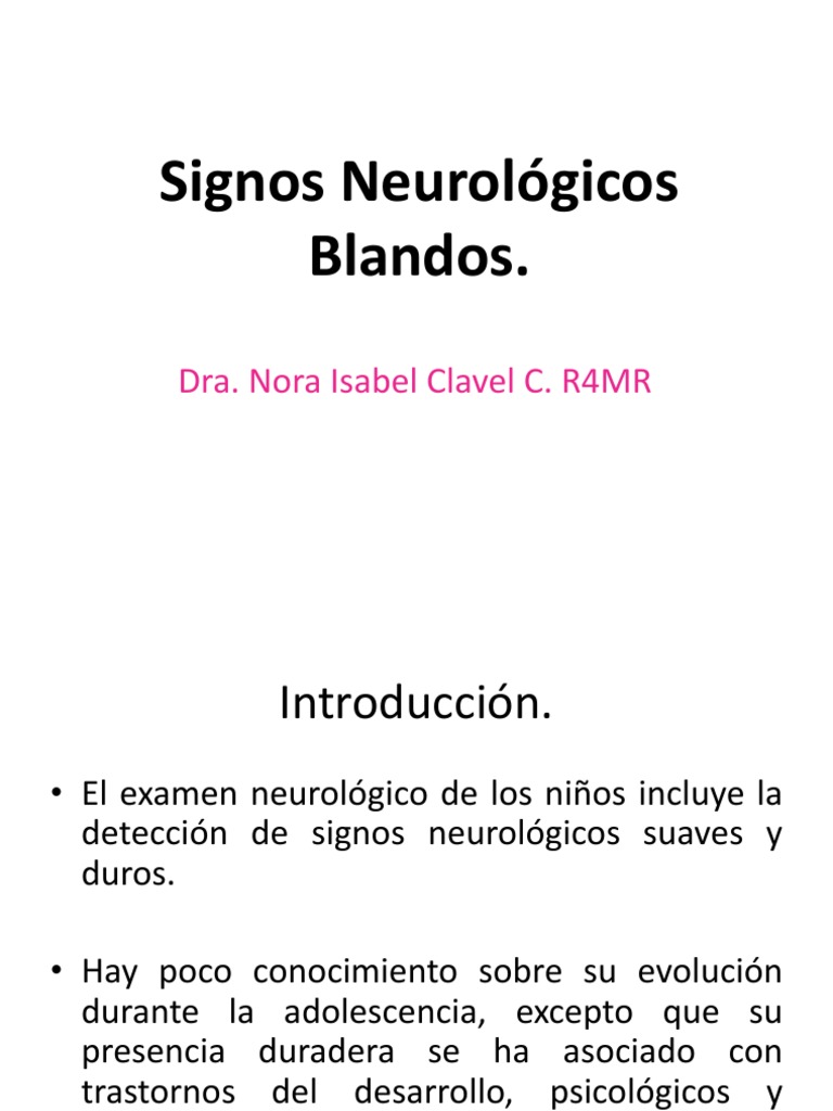 Signos Neurológicos Blandos | PDF | Neurología | Sicología