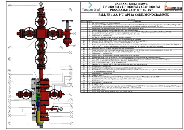 ESQUEMA MULTIBOWL - Cabezal de Producción | PDF | Valve | Pipe (Fluid Conveyance)