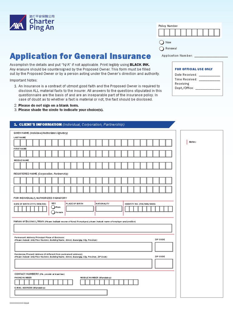 GI Application Form - Motor Insurance | PDF | Liability Insurance ...
