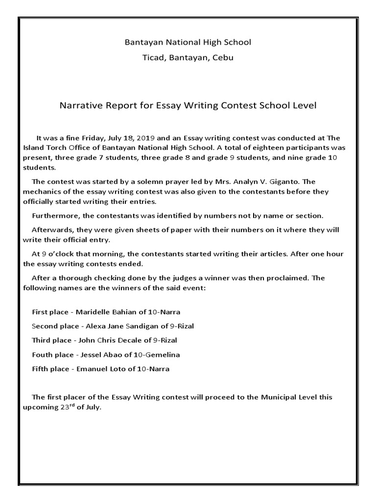 Narrative Essay School Leve | PDF