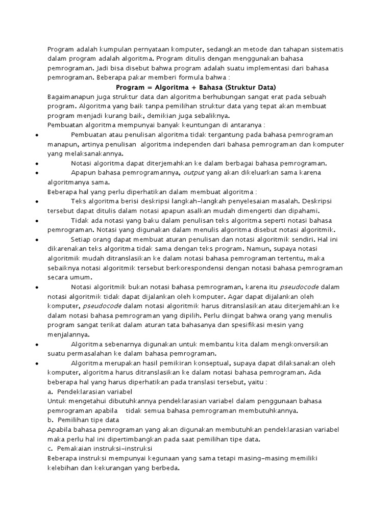 Algoritma dan Pemrograman | PDF | Teknologi & Rekayasa