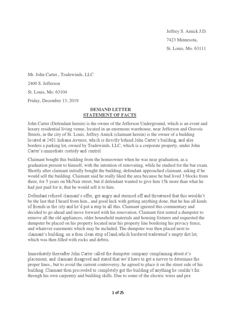 John Carter, Friday 13th, Demand Letter, Before Litigation | PDF ...