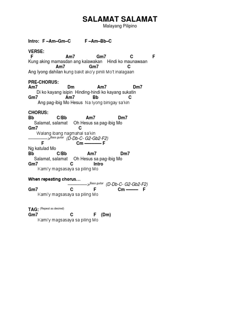 Salamat Salamat Chord Chart (F) | PDF