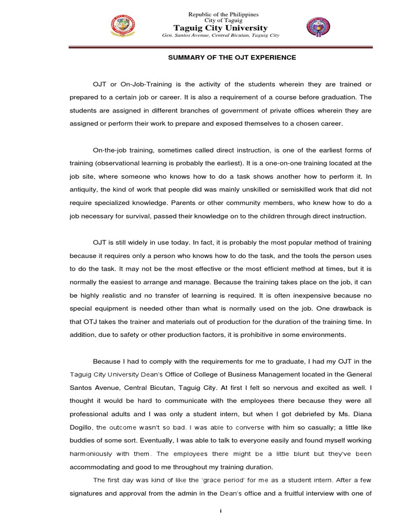 OJT Summary | PDF | Behavior Modification | Learning