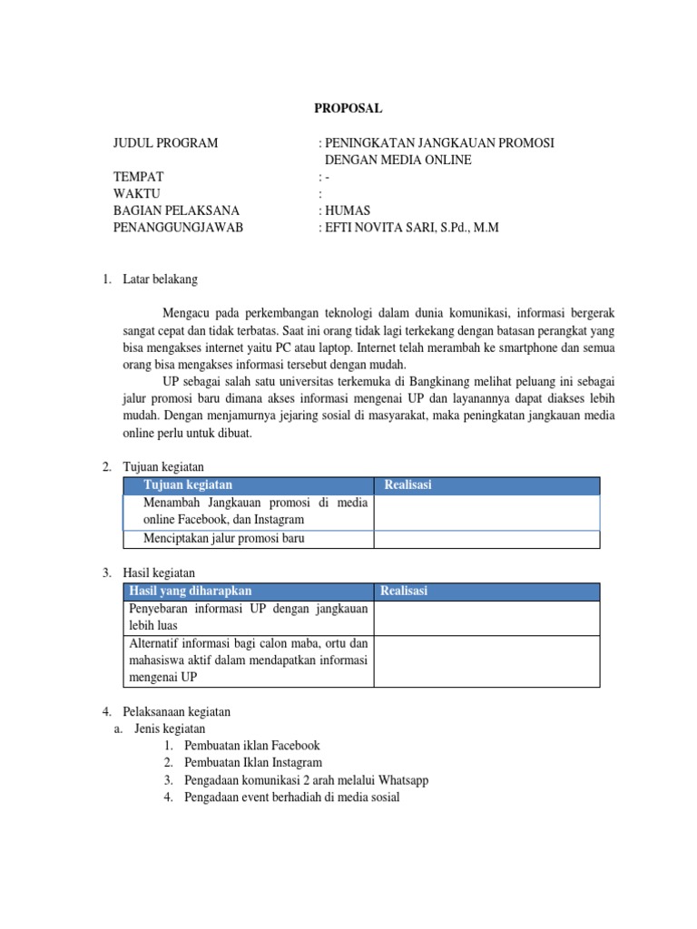 Proposal Promosi Media Online | PDF