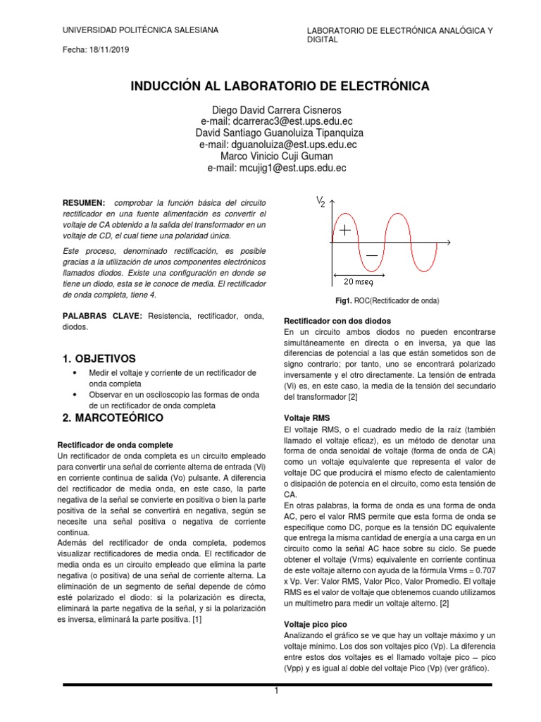 Lab de Electronica Practica 2 | PDF | Rectificador | voltaje