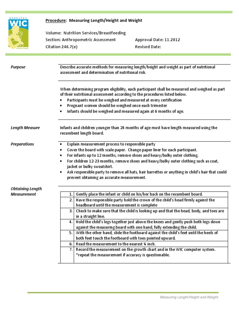 Measuring Length Height and Weight | PDF | Measurement | Infants