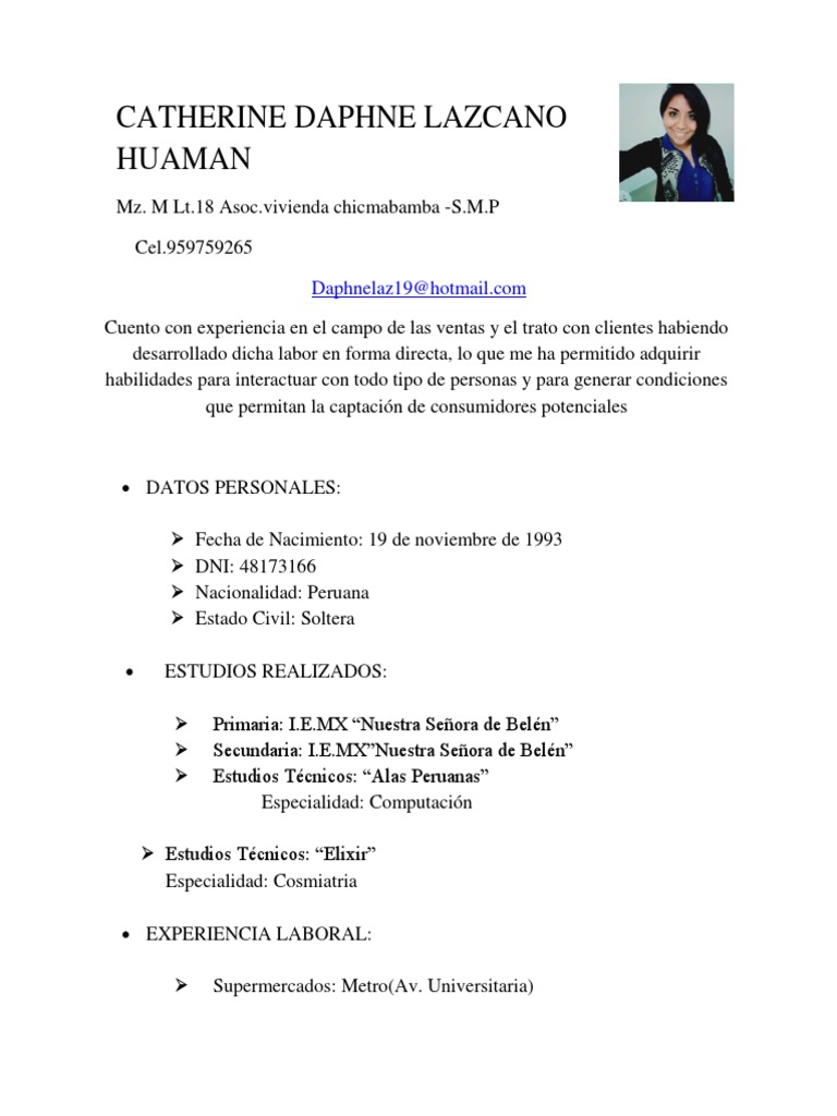 Cathy - Curriculum | PDF | Venta al por menor | Minoristas