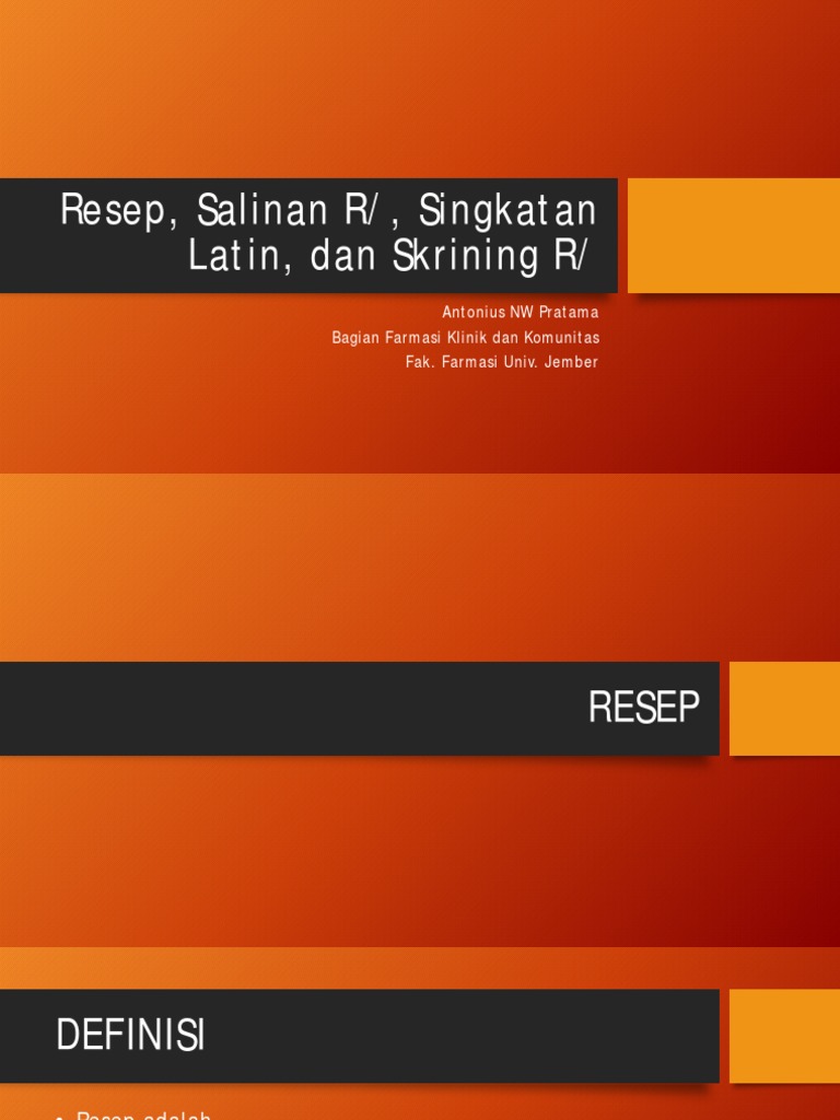 Week II Resep, Kopi Resep, Singkatan Latin, Skrining Resep | PDF