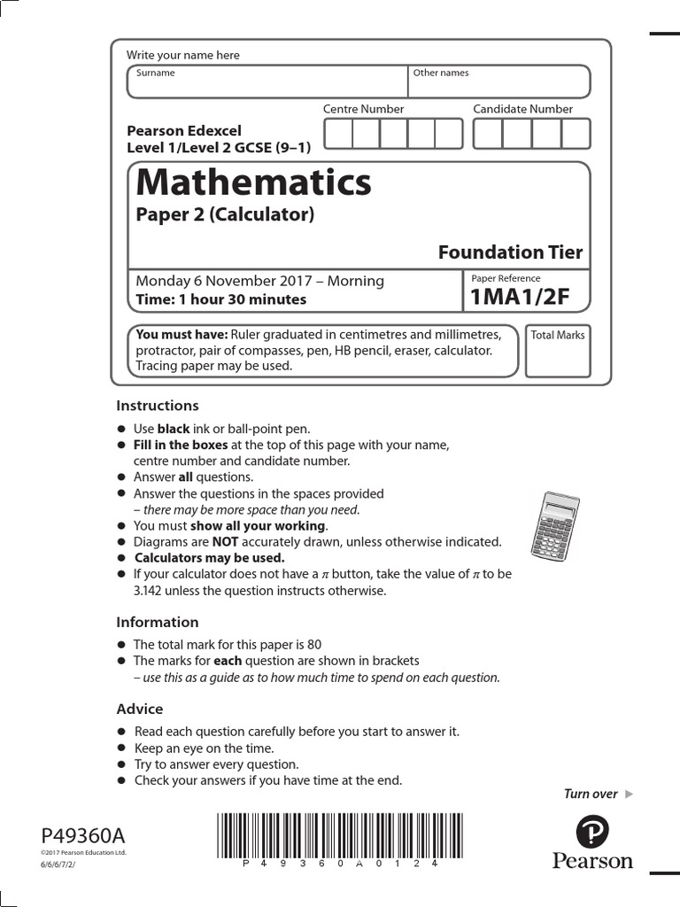 1ma1 2F QP 1 | PDF | Teaching Mathematics