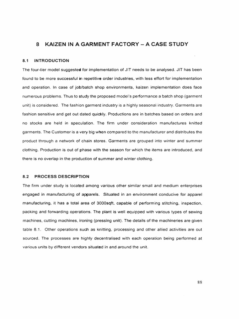 Kaizen in Garment Factory | PDF | Textiles | Yarn