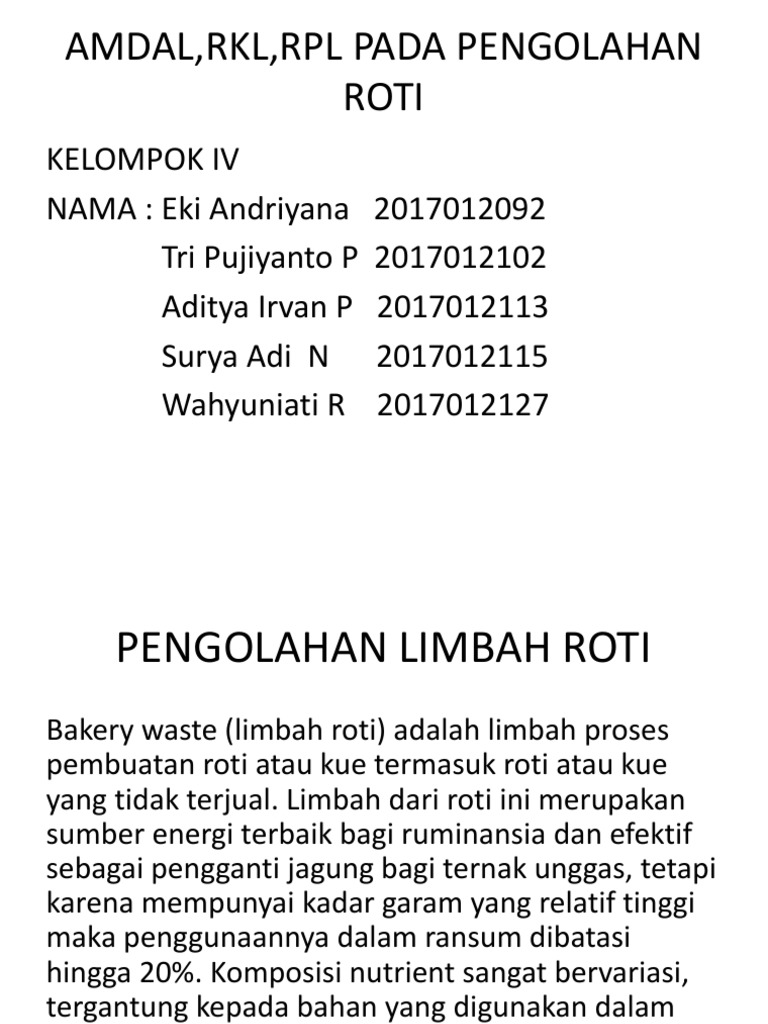 Amdal, RKL, RPL Pada Pengolahan Roti | PDF